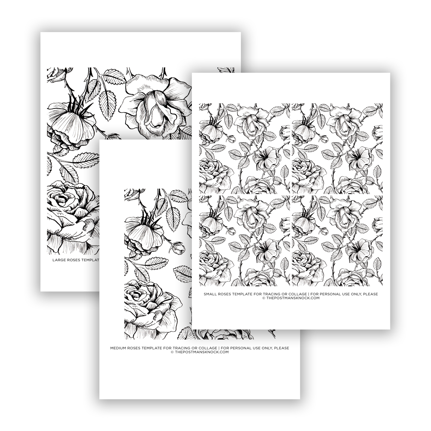 Illustrated Roses Templates for Tracing/Collage – The Postman’s Knock