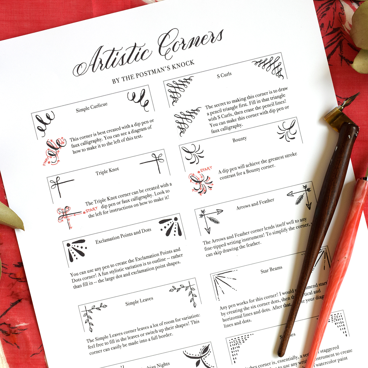 10 Artistic Corner Designs (Includes Free Printable) | The Postman's Knock