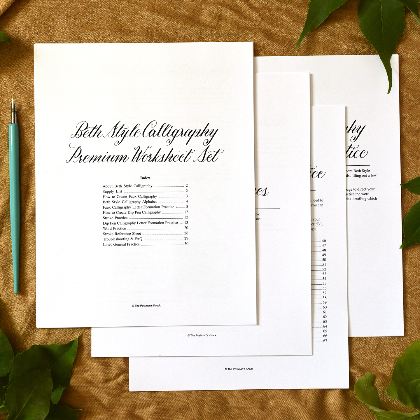 Printable Calligraphy Worksheet Set - Beth Style – The Postman’s Knock