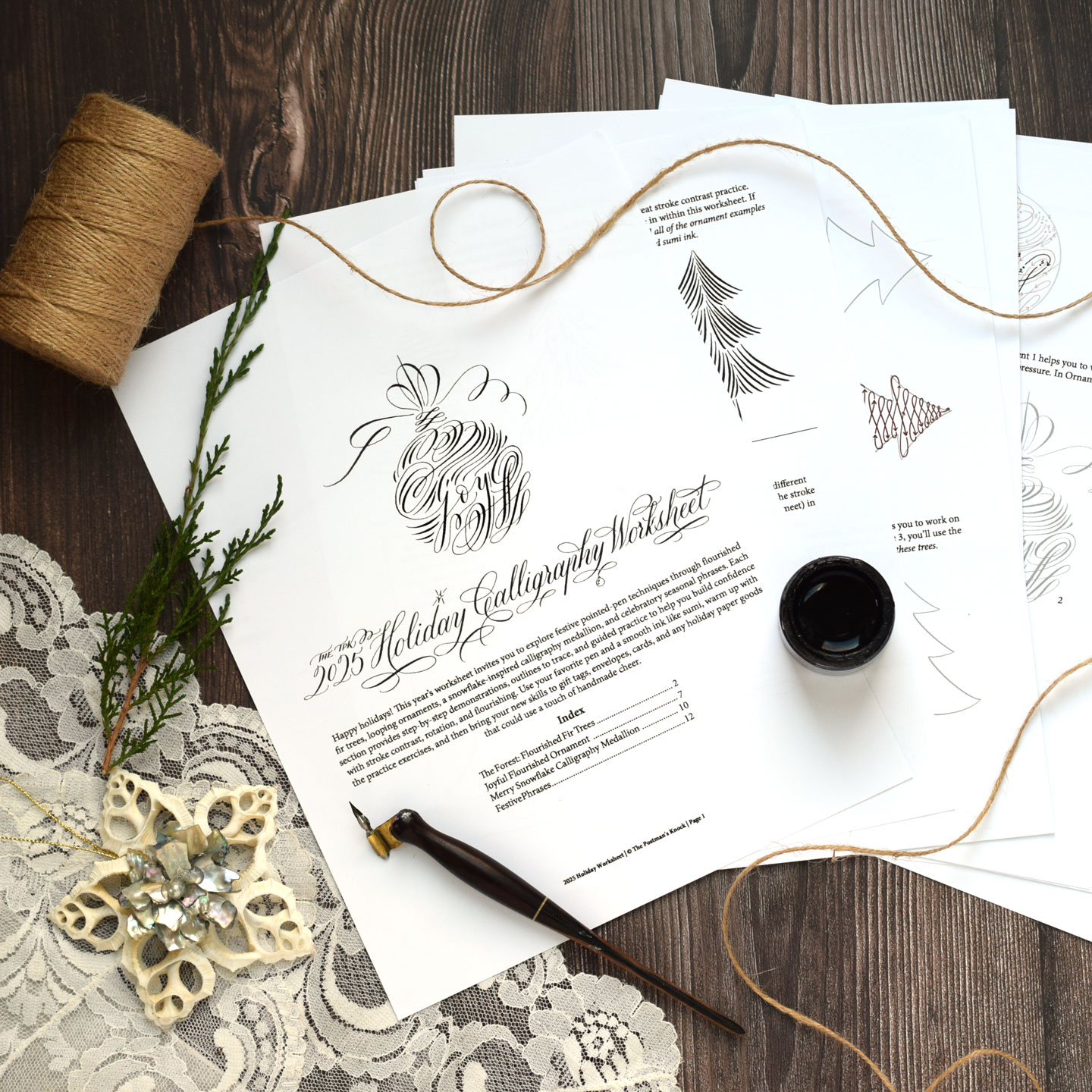 TPK Holiday Calligraphy Worksheet 2025 Edition – The Postman’s Knock